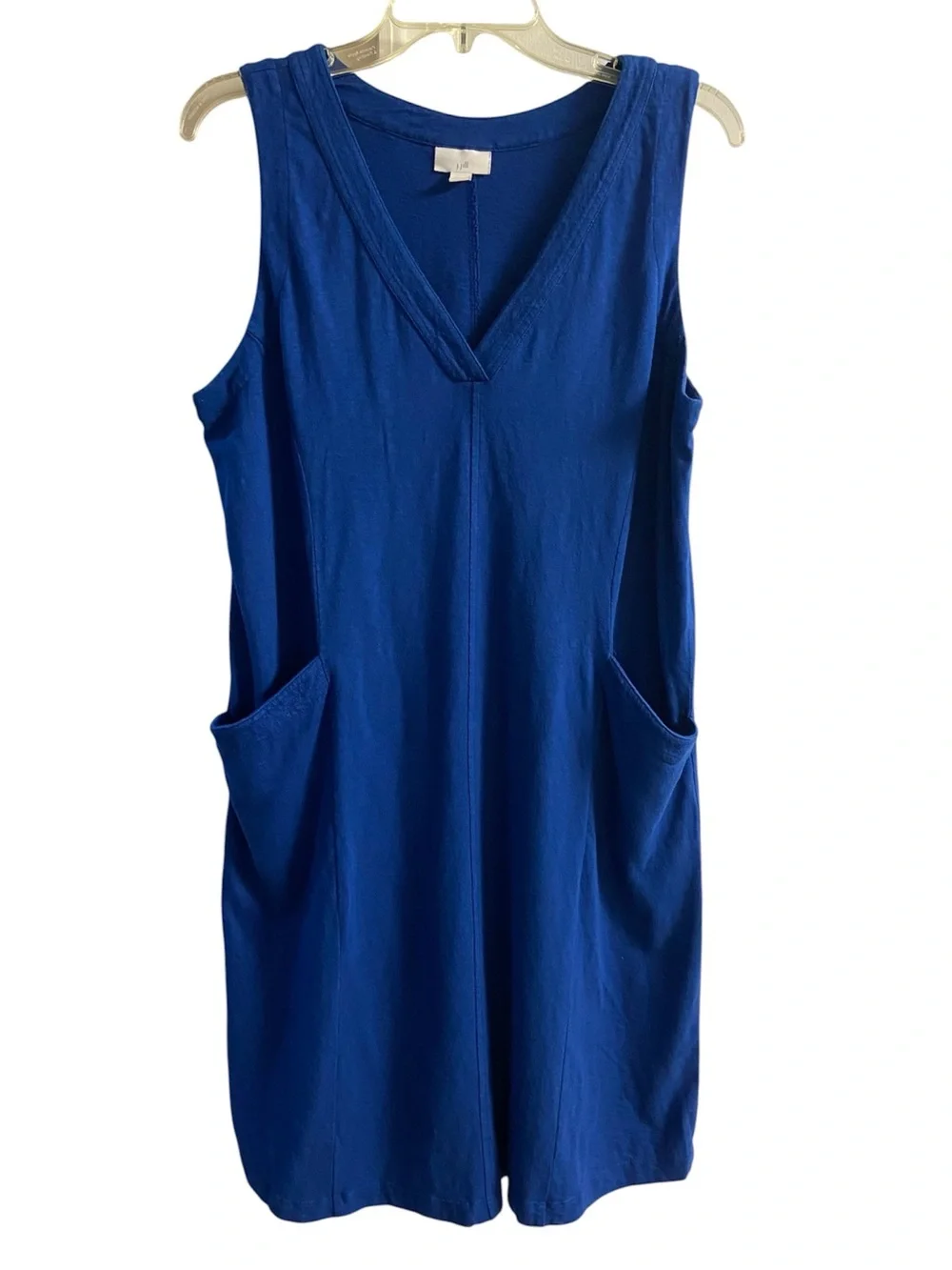 J. Jill | Dresses | J Jill Blue V Neck Pocket Mini Shift Tank Dress ...